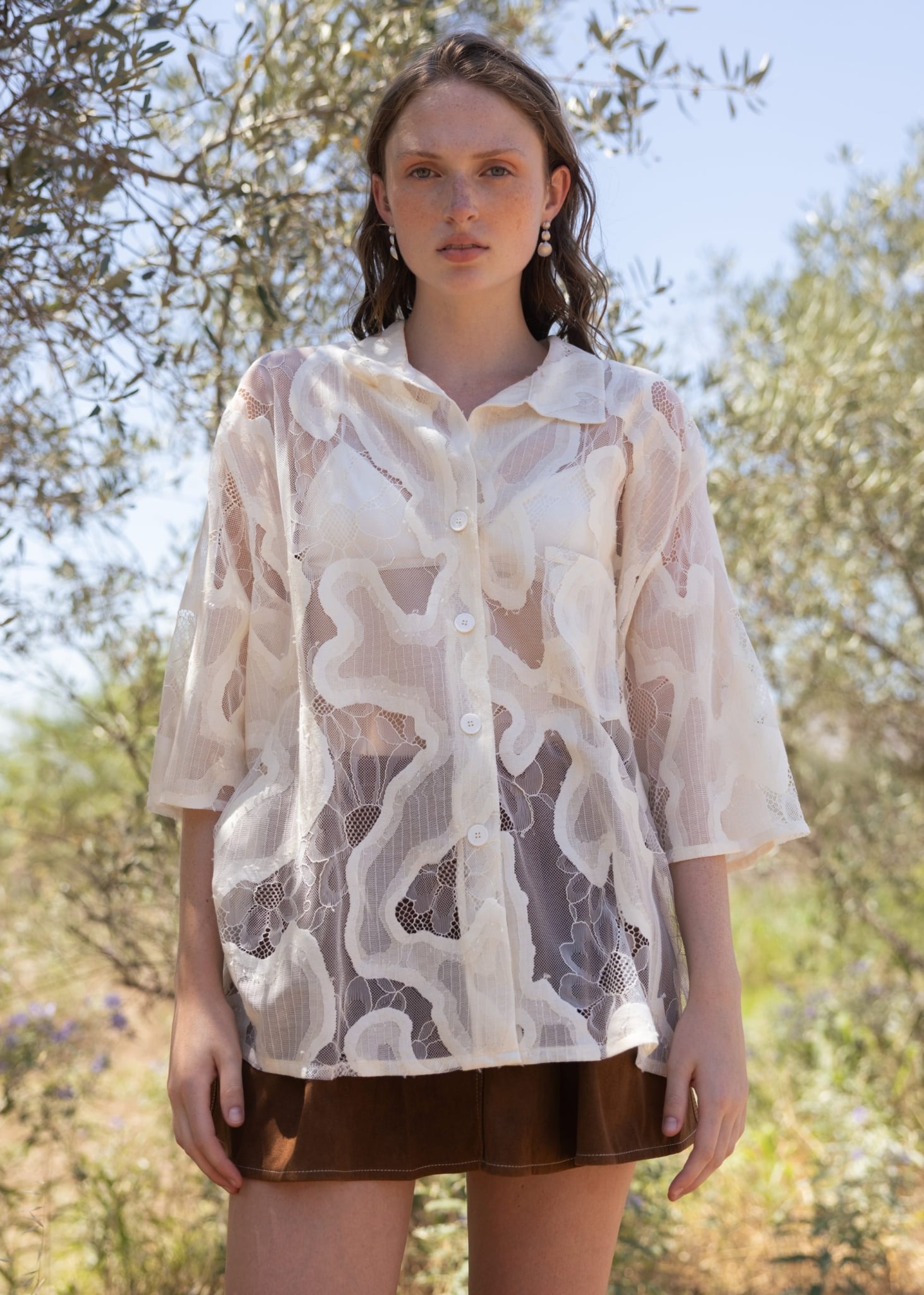 Oversized Sheer Lace Shirt • ESTHE